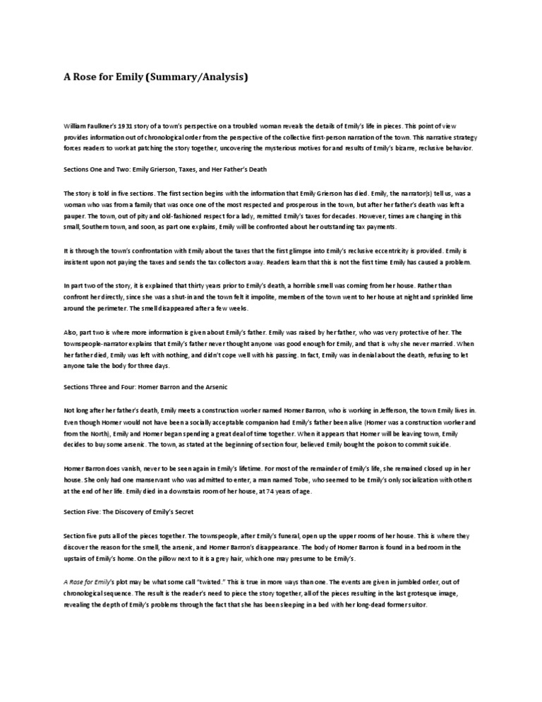 A Rose for Emily: Summary & Analysis | PDF | Narration