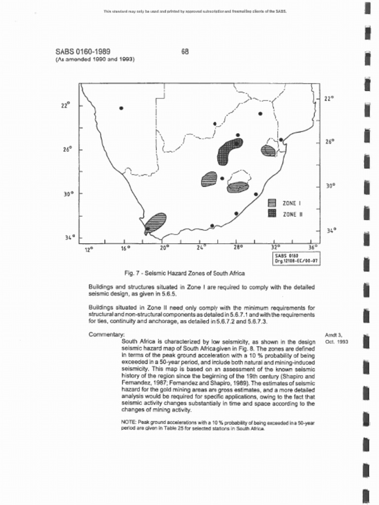 SABS 0160 Seismic Loads | PDF