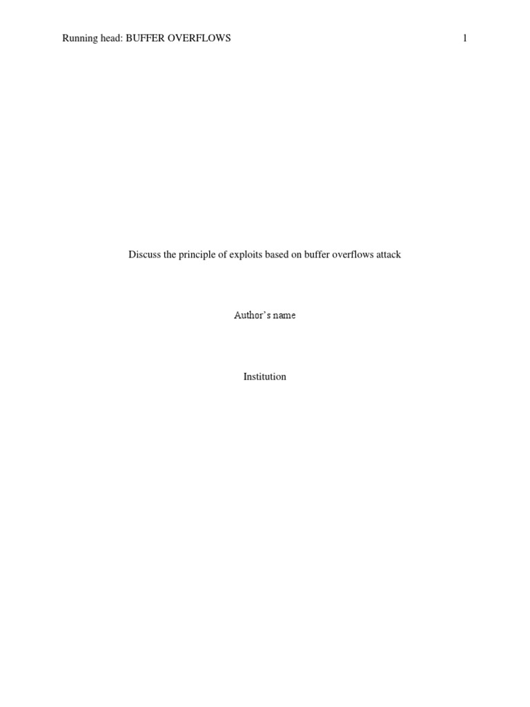 Running Head: BUFFER OVERFLOWS 1 | PDF | Computer Program | Programming