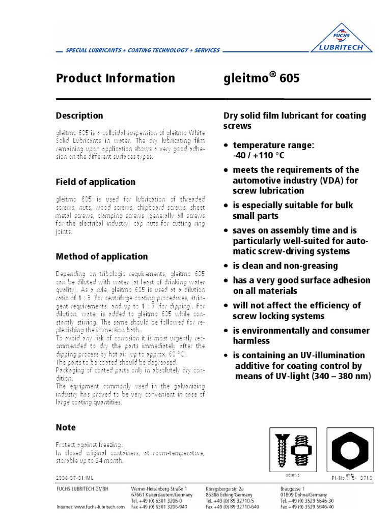 Gleitmo 605 en | PDF