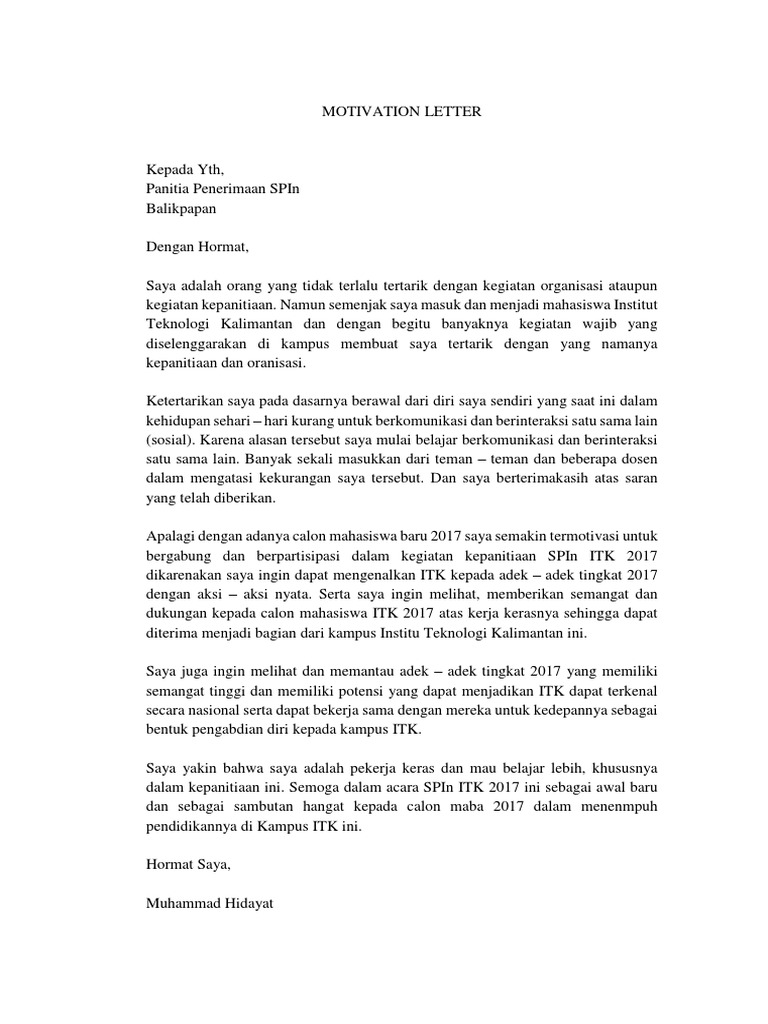 Motivation Letter | PDF