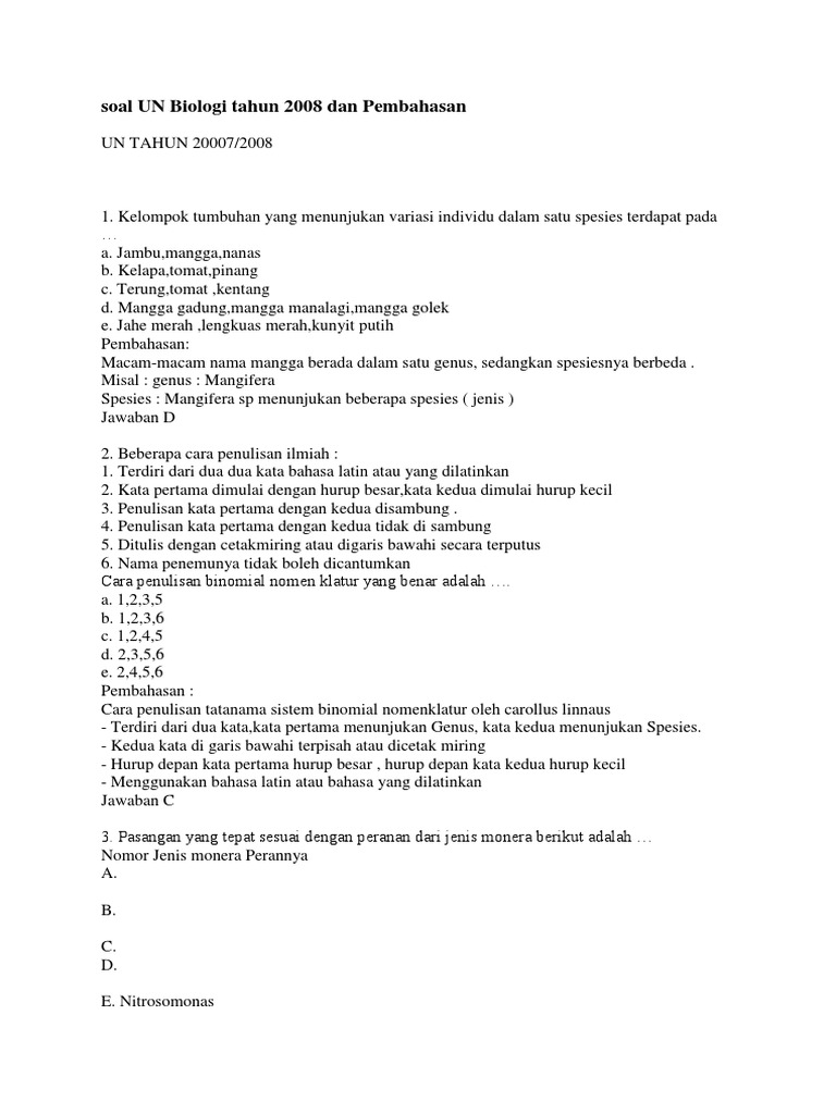 Soal UN Biologi Tahun 2008 Dan Pembahasan | PDF | Kajian Bahasa Asing | Sains & Matematika