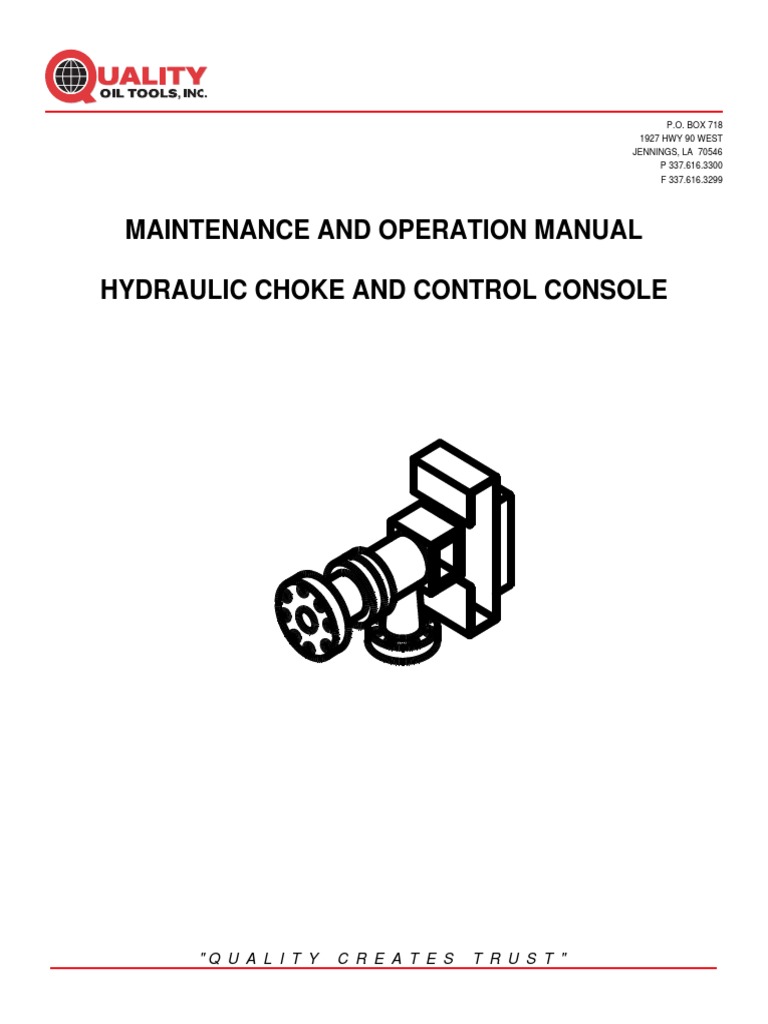 Maintenance and Operation Manual Hydraulic Choke and Control Console | PDF
