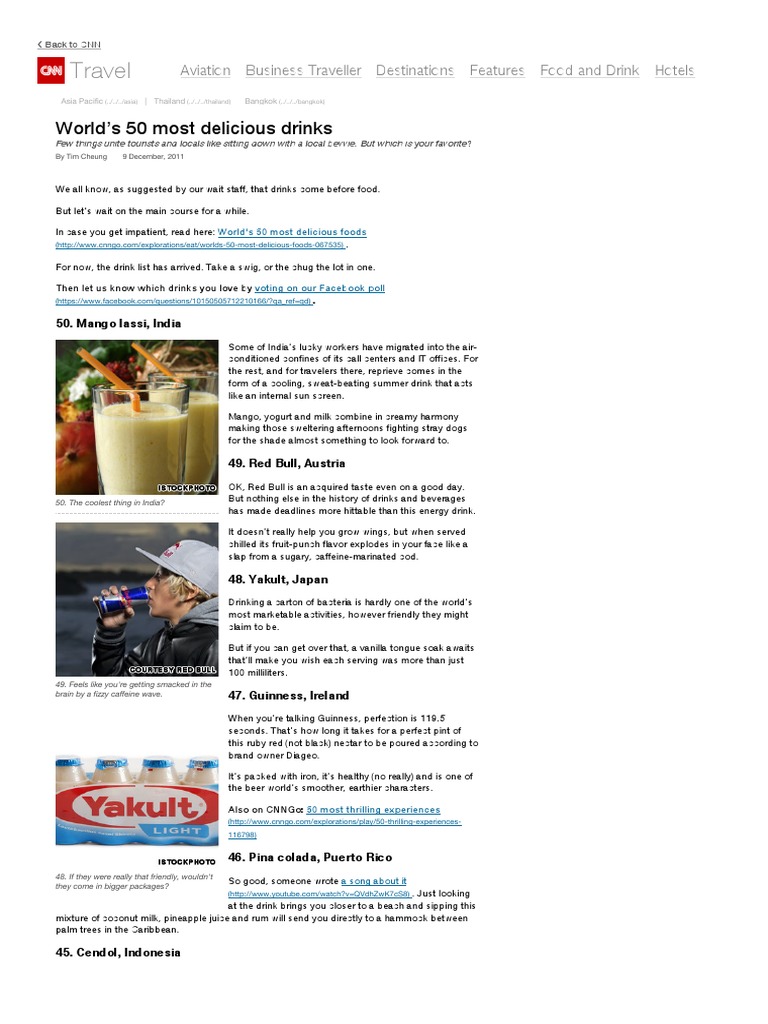 World's 50 Most Delicious Drinks by CNN Travel | PDF | Drink ...