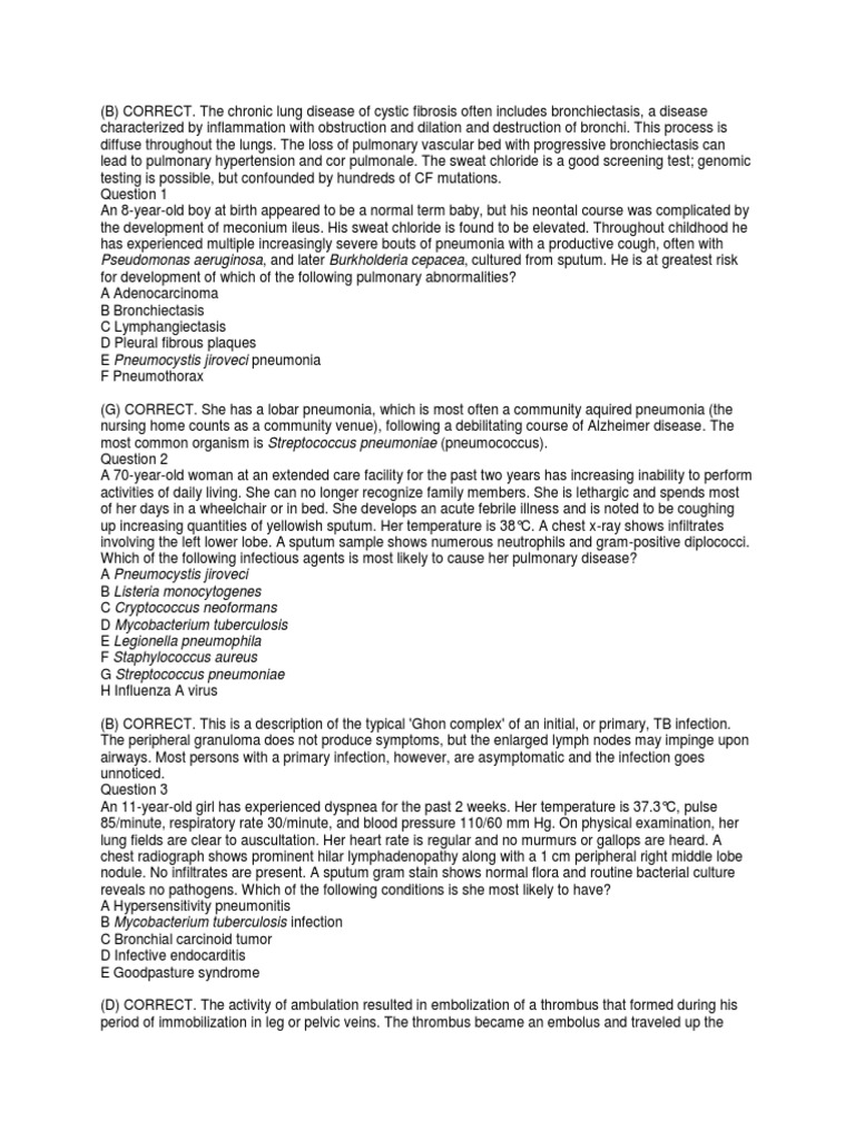 Lung Quiz | PDF | Pneumonia | Lung