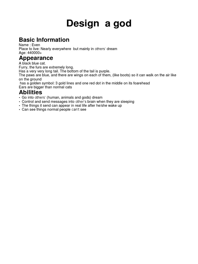 Design A God: Basic Information | PDF