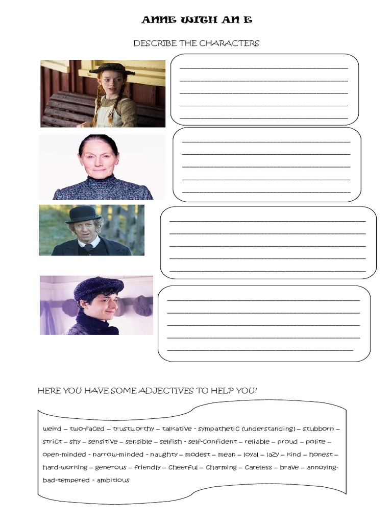 Anne With An E: Describe The Characters | PDF