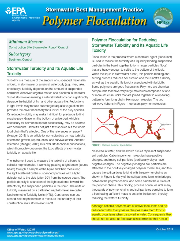 US EPA Polymer Flocculant Handout, 3-14 | Ion | Surface Runoff