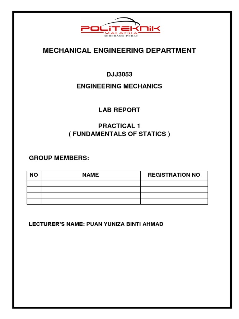 Mechanics LAB REPORT | PDF | Force | Bending