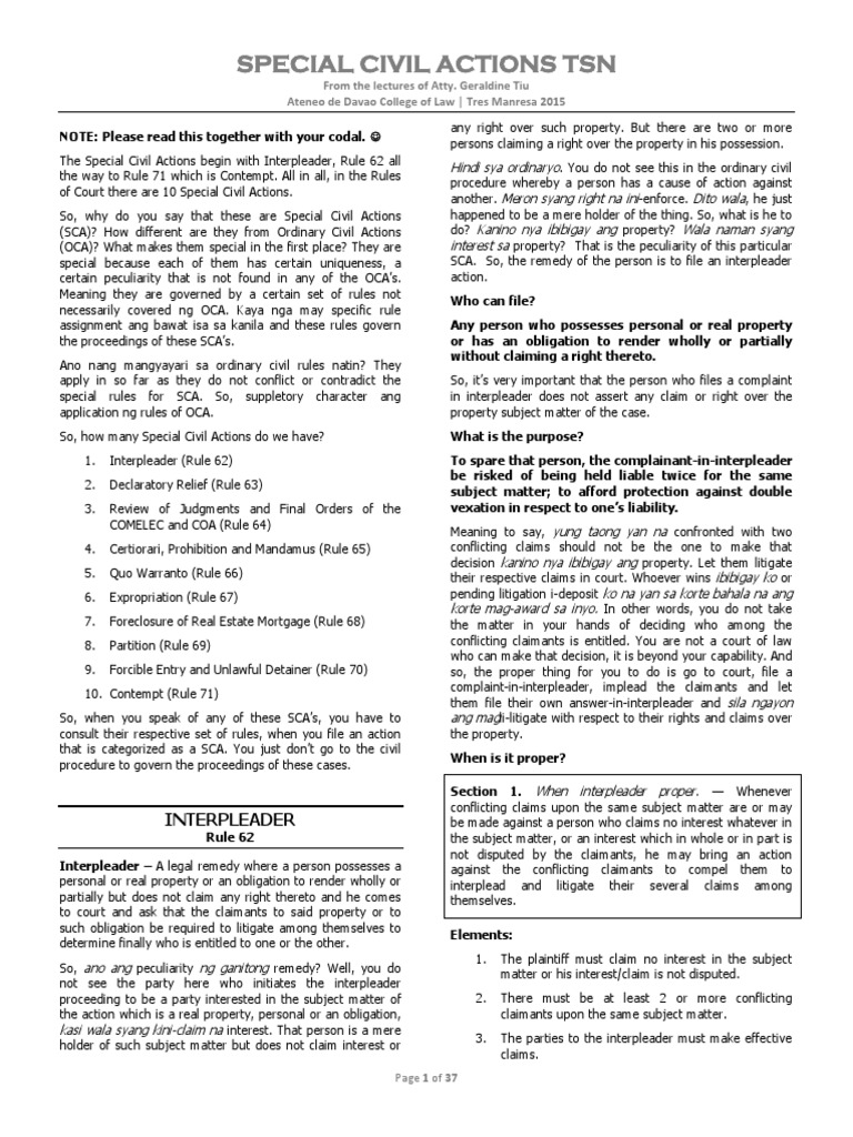 Sca Tsn Short Final Pdf Declaratory Judgment Lawsuit