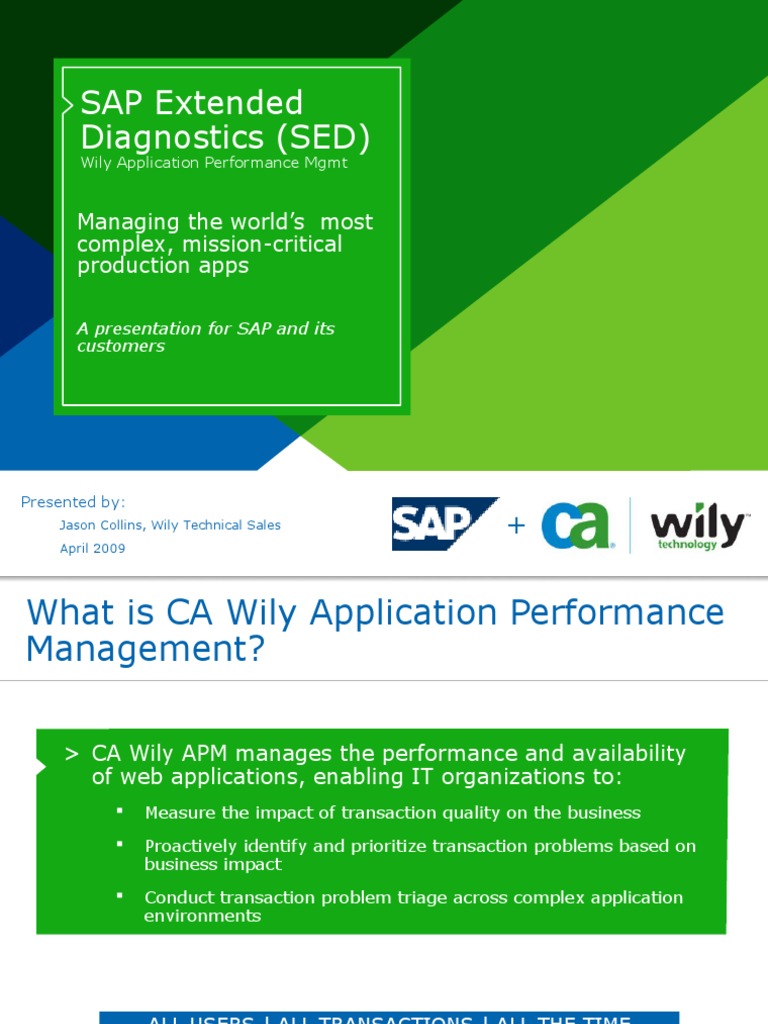 SAP Extended Diagnostics (SED) : Managing The World's Most Complex ...