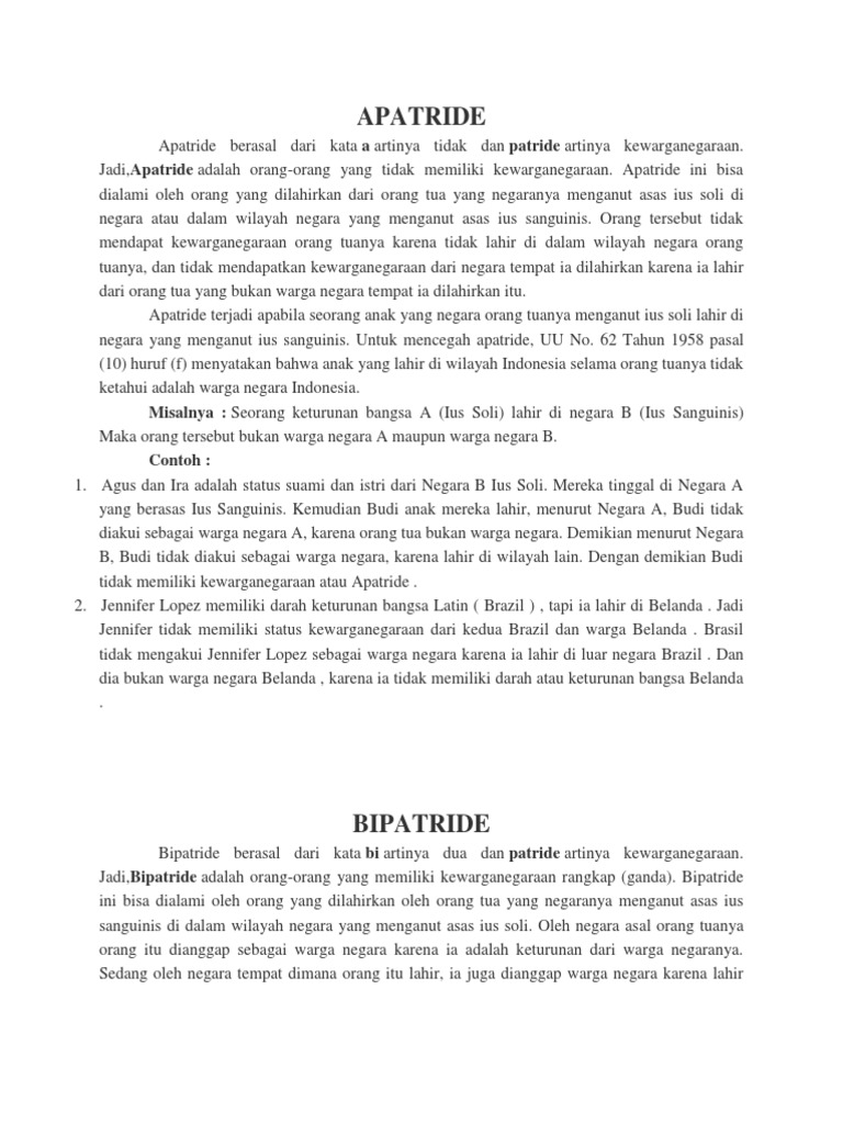 Pengertian Apatride | PDF