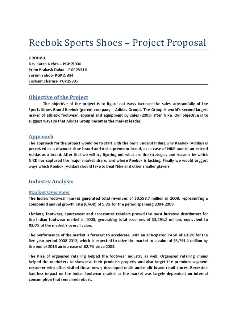 Reebok Sports Shoes - Project Proposal | PDF | Brand | Nike