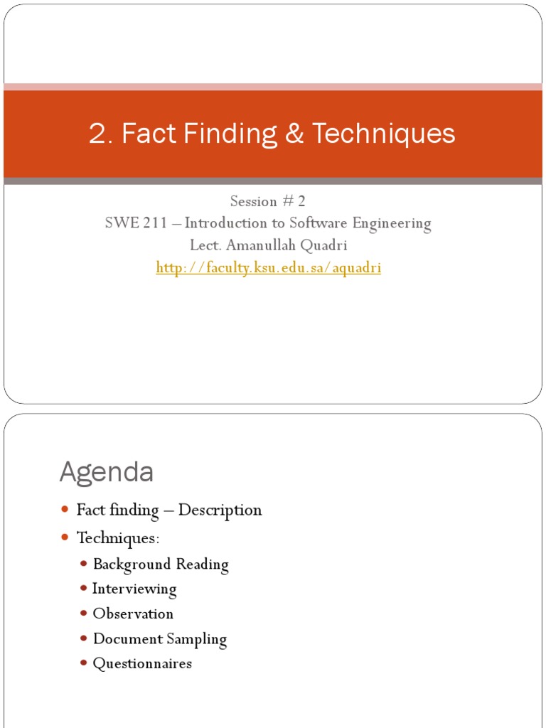 2. Fact Finding Techniques | Usability | Questionnaire