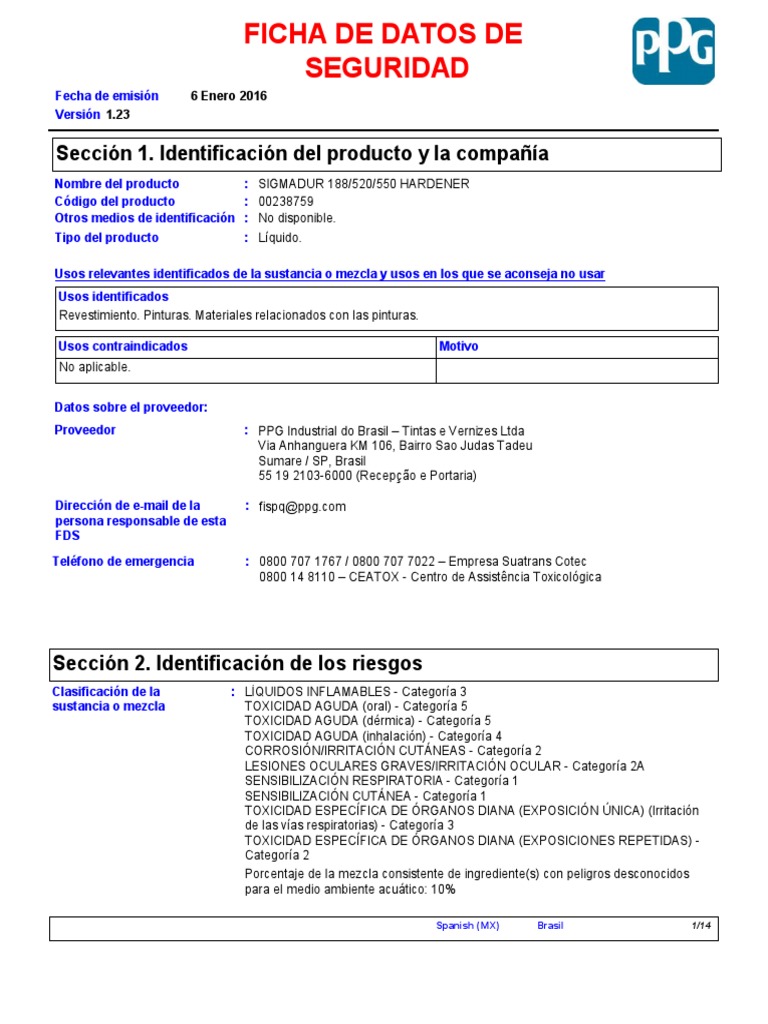 8.-Msds - Sigmadur 550 Hardener | PDF | Alergia | Asma