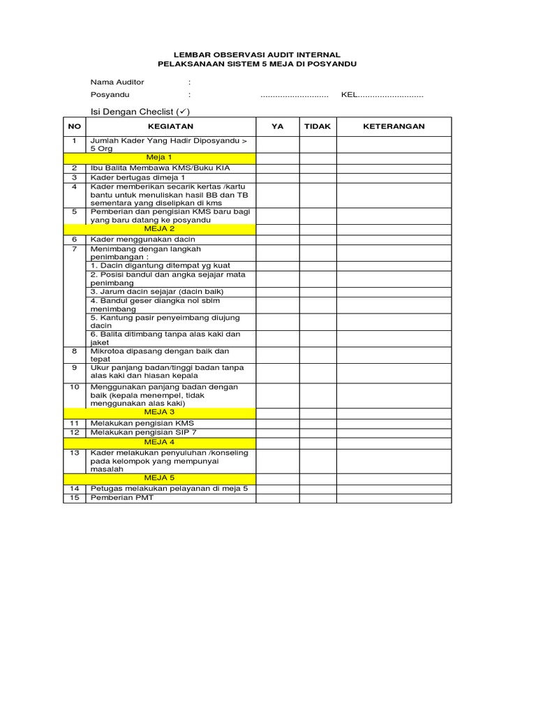 Lembar Observasi Audit Internal | PDF