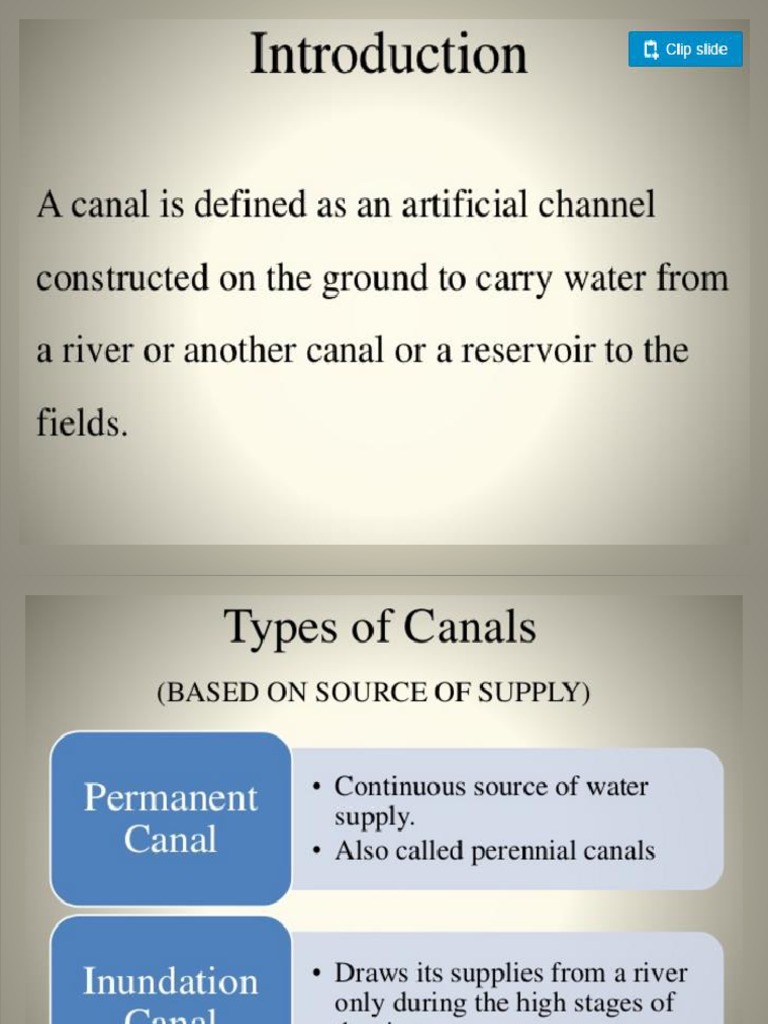 Types of Permanent Canals Explained | PDF