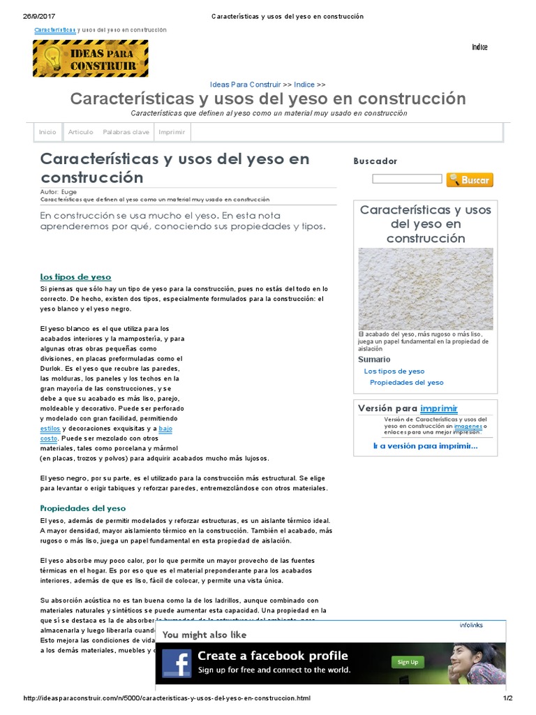 Usos y propiedades del yeso en construcción | PDF | Yeso | Aislamiento ...