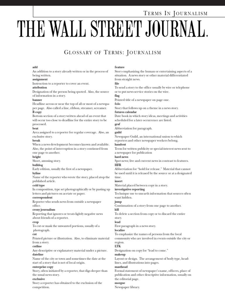 WSJ Terminology PDF | PDF