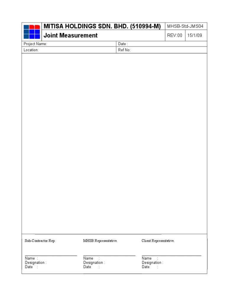 MHSB-Std-04 Joint Measurement Sheet | PDF
