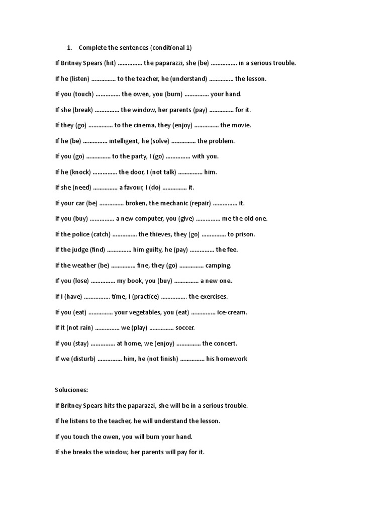 Conditional Sentences Practice PDF | PDF | Art