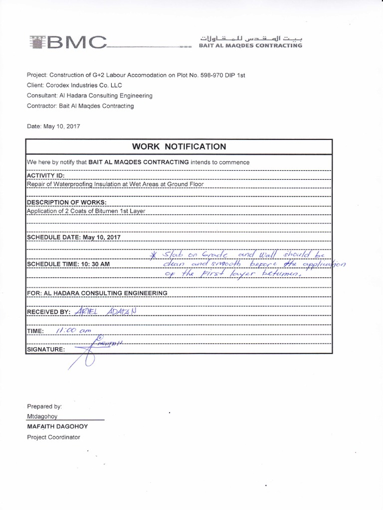 Work Notification | PDF