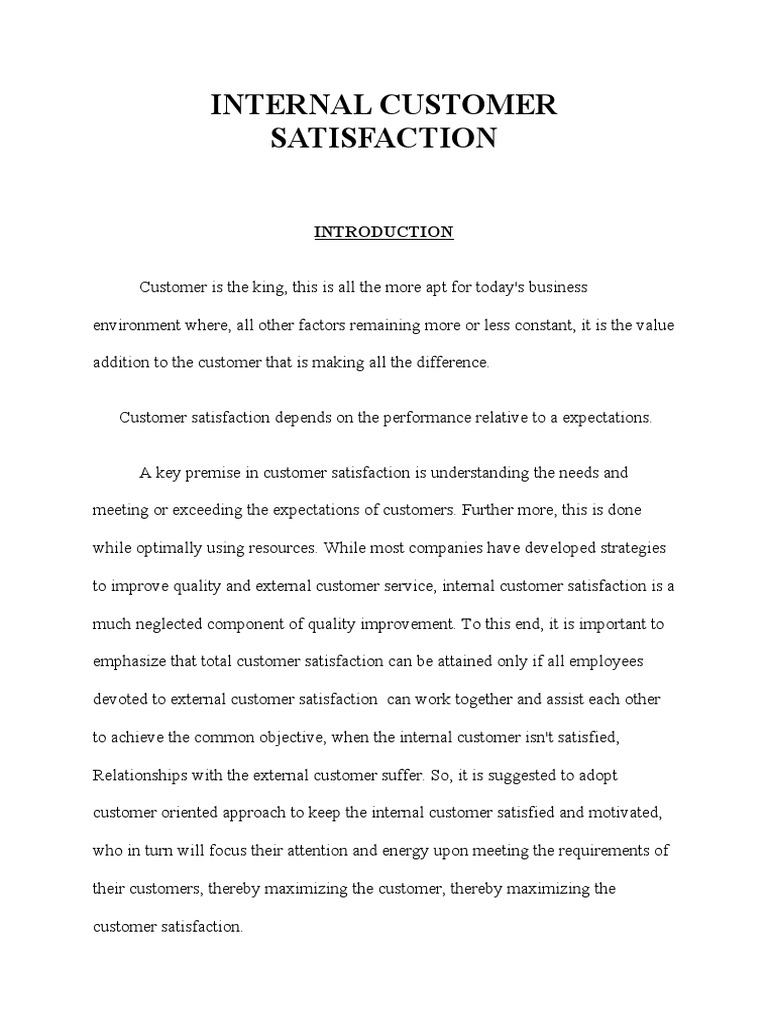 Internal Customer Satisfaction | PDF | Business | Marketing