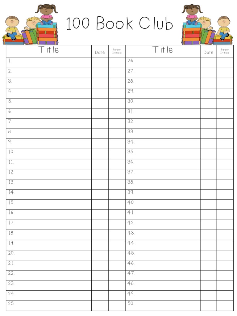 100 Book Club Form | PDF