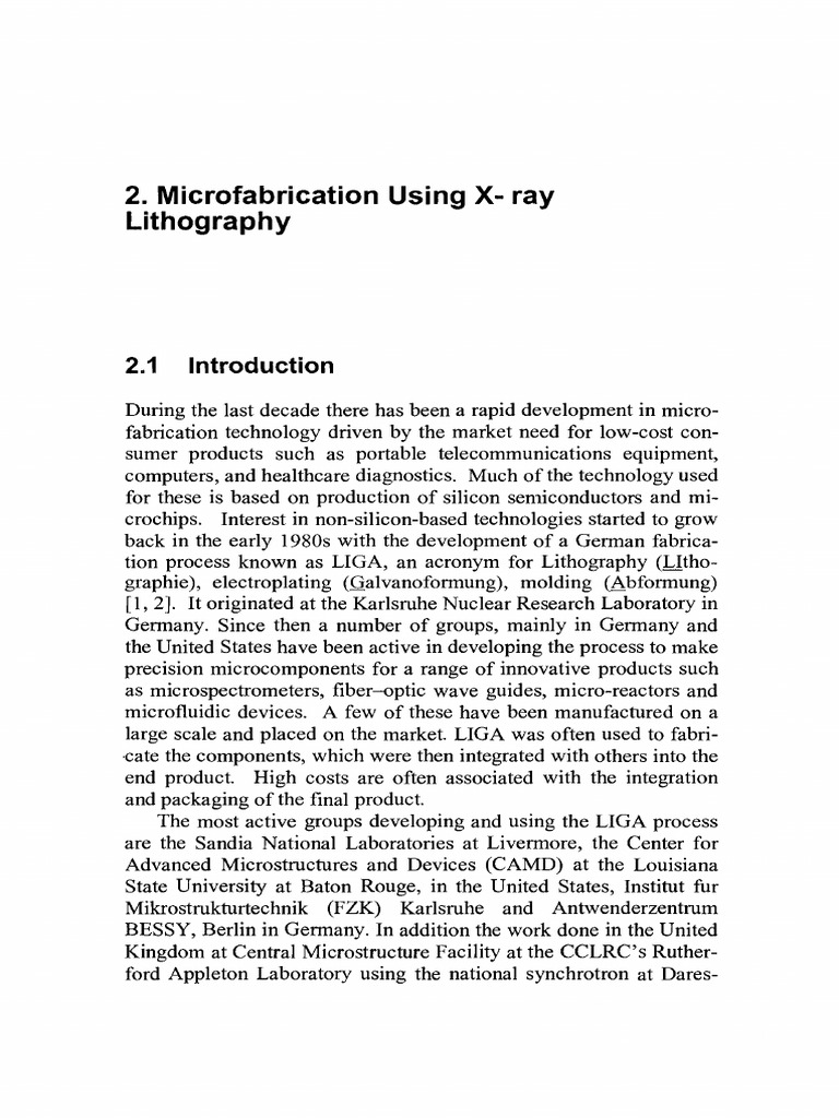 Microfabrication Using X-Ray Lithography | PDF | Photolithography ...