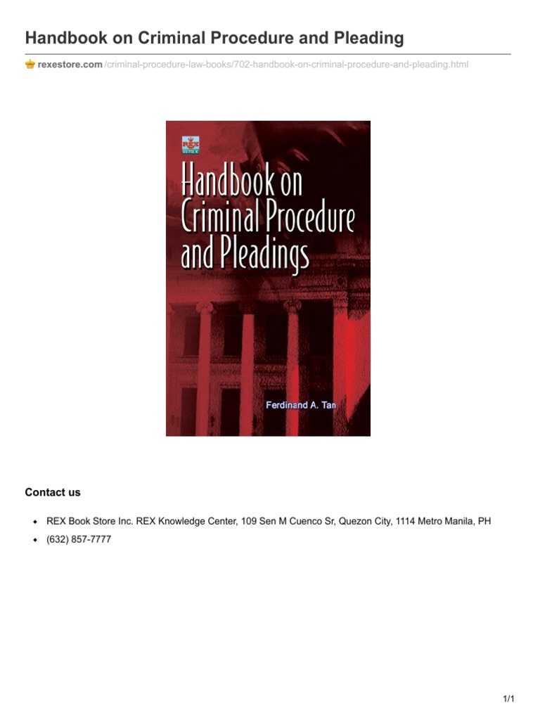 Handbook On Criminal Procedure and Pleading | PDF