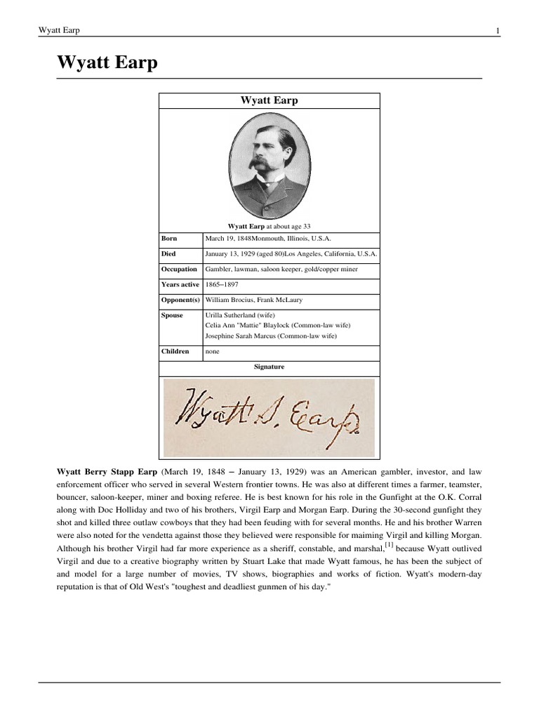 Wyatt Earp Wikipedia | Wyatt Earp | Doc Holliday