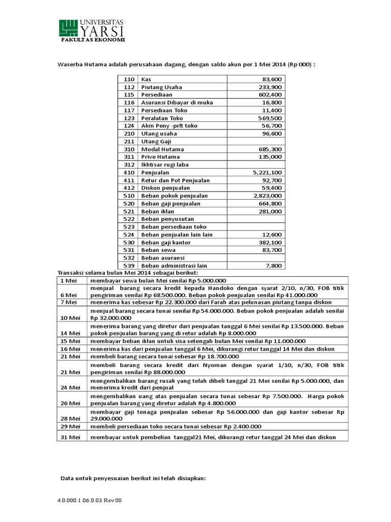 Soal Latihan Uas Pa Akt 1 | PDF | Bisnis | Pengelolaan Keuangan & Uang