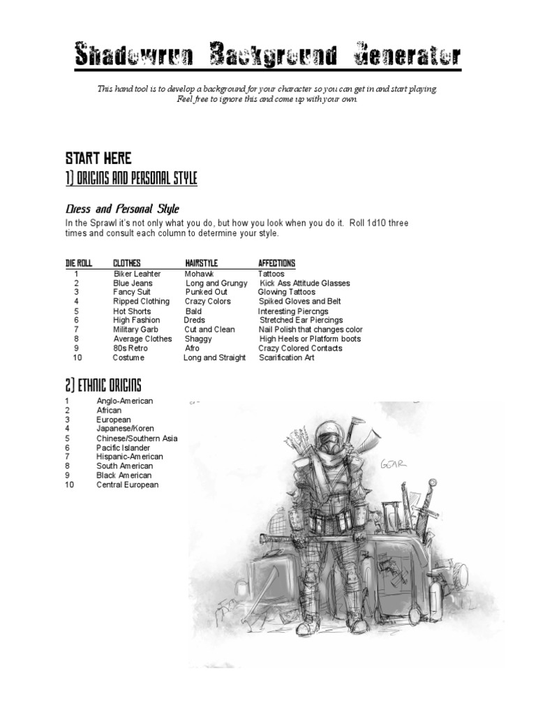 Shadowrun Background Generator PDF | PDF | Cooking, Food & Wine | Wellness