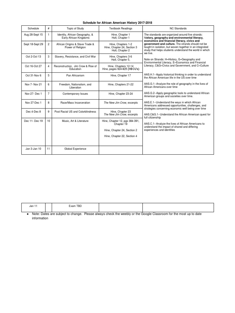Schedule For African American Studies | PDF | The United States | Race ...