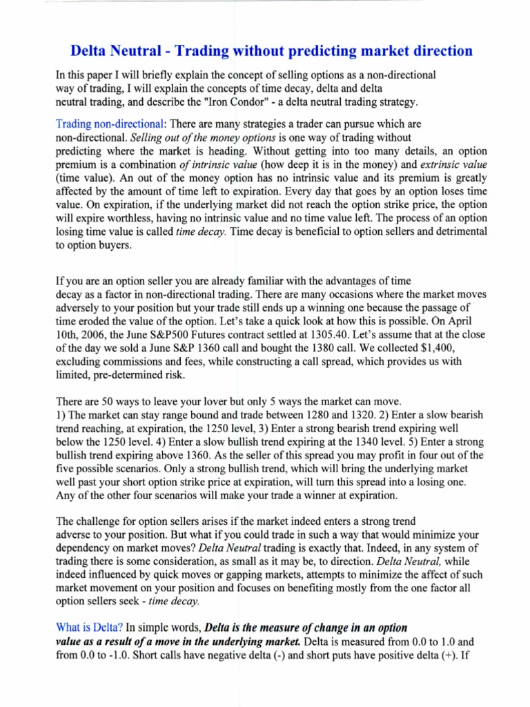 Trading Neutral | PDF | Greeks (Finance) | Option (Finance)