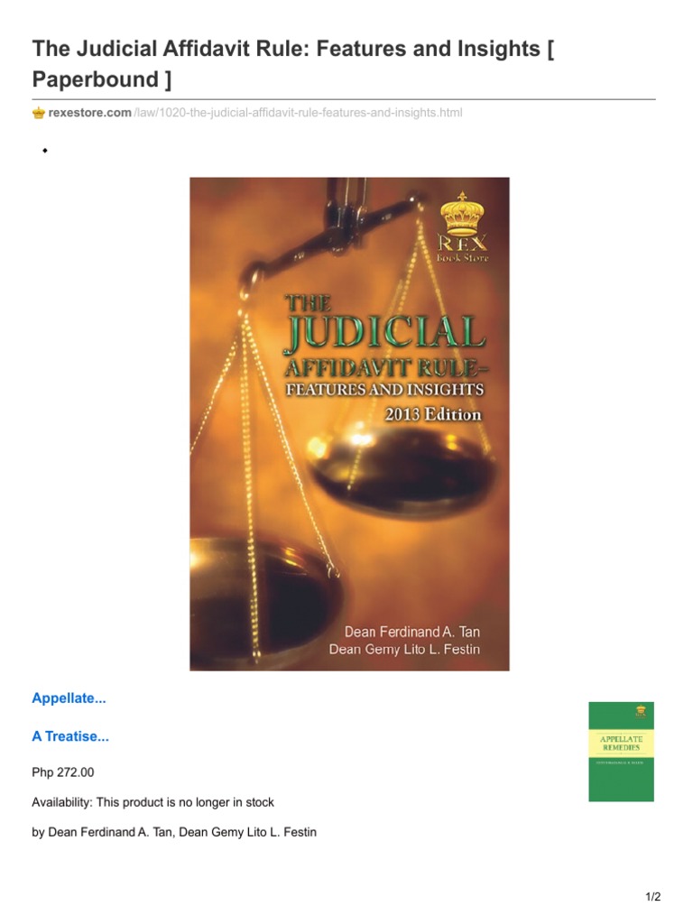The Judicial Affidavit Rule Features and Insights Paperbound | PDF