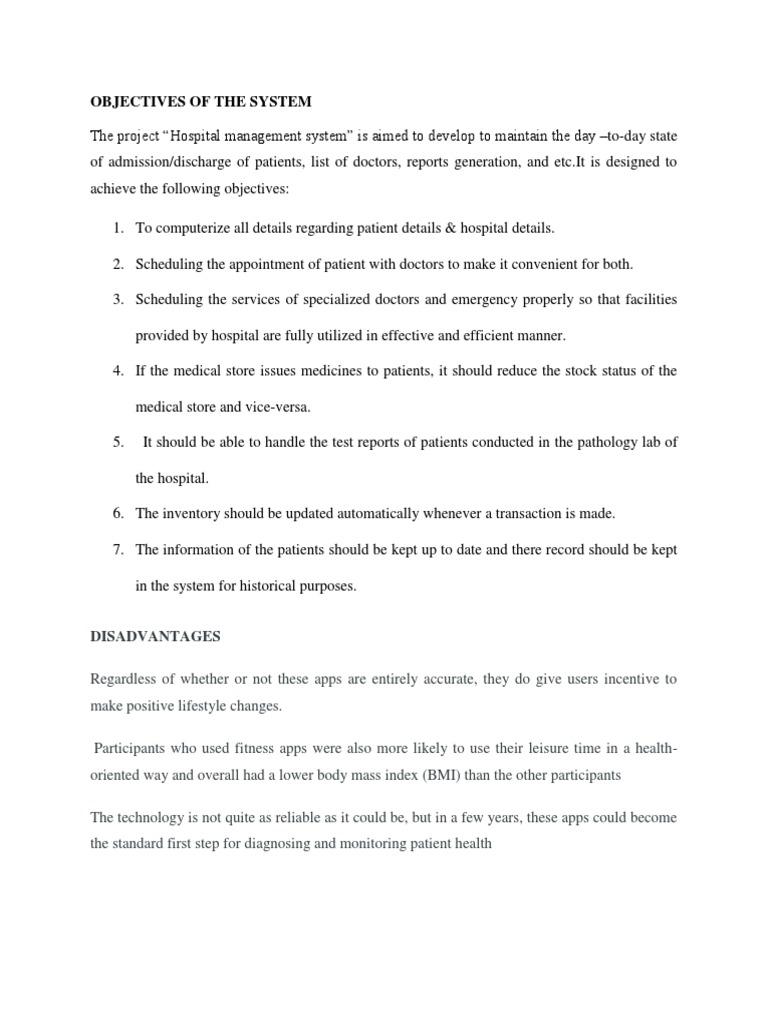 Objectives of The System | PDF | Hospital | Patient