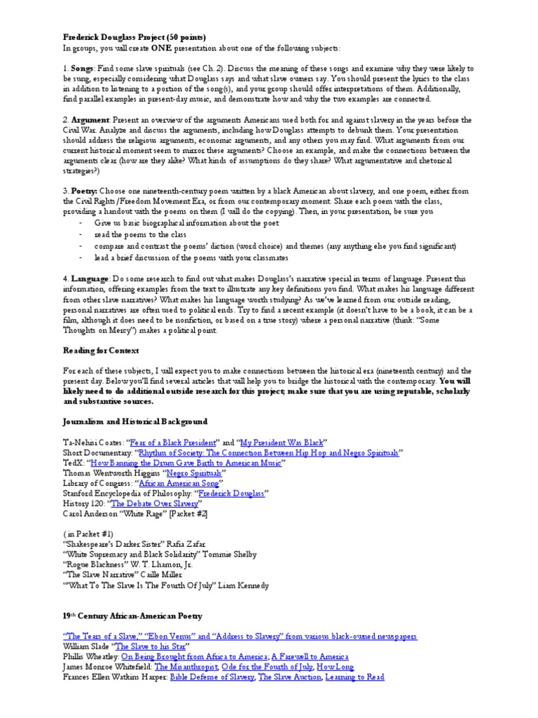 Frederick Douglass Project Presentation | PDF | Poetry | Frederick Douglass