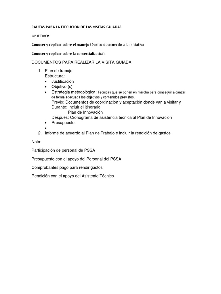 Pautas para La Visita Guiada | PDF