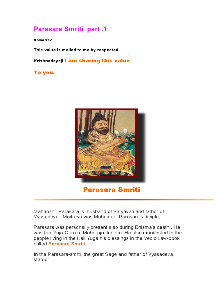 Insights from Parashara Smriti | PDF | Hindu Literature | Religion And ...
