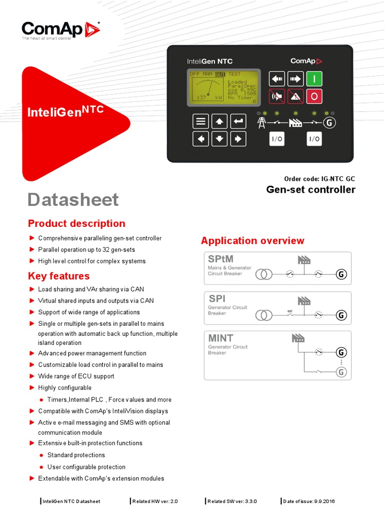 InteliGen NTC GC Datasheet - 2016 09 PDF | PDF | Power Supply | Mains Electricity