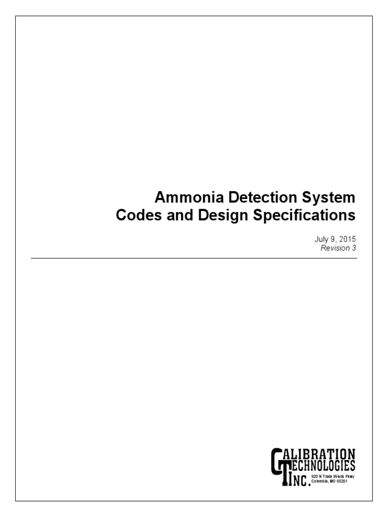 Ammonia Detection System Codes and Design Specifications PDF | PDF ...