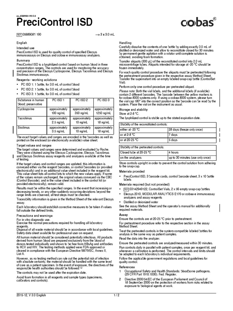 PreciControl ISD - Ms - 05889081190.v3.en PDF | PDF | Assay | Immunoassay