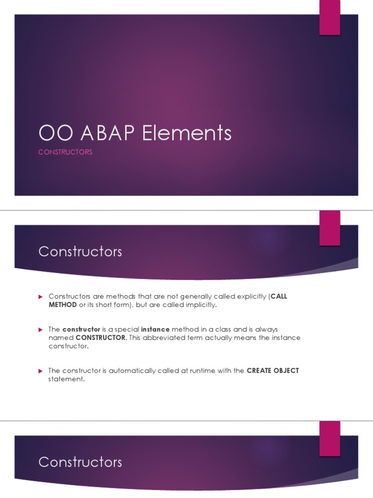 Oo Abap Constructors Pdf Constructor Object Oriented Programming Programming 2289