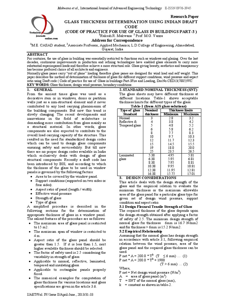 Glass Thickness Calc PDF | PDF