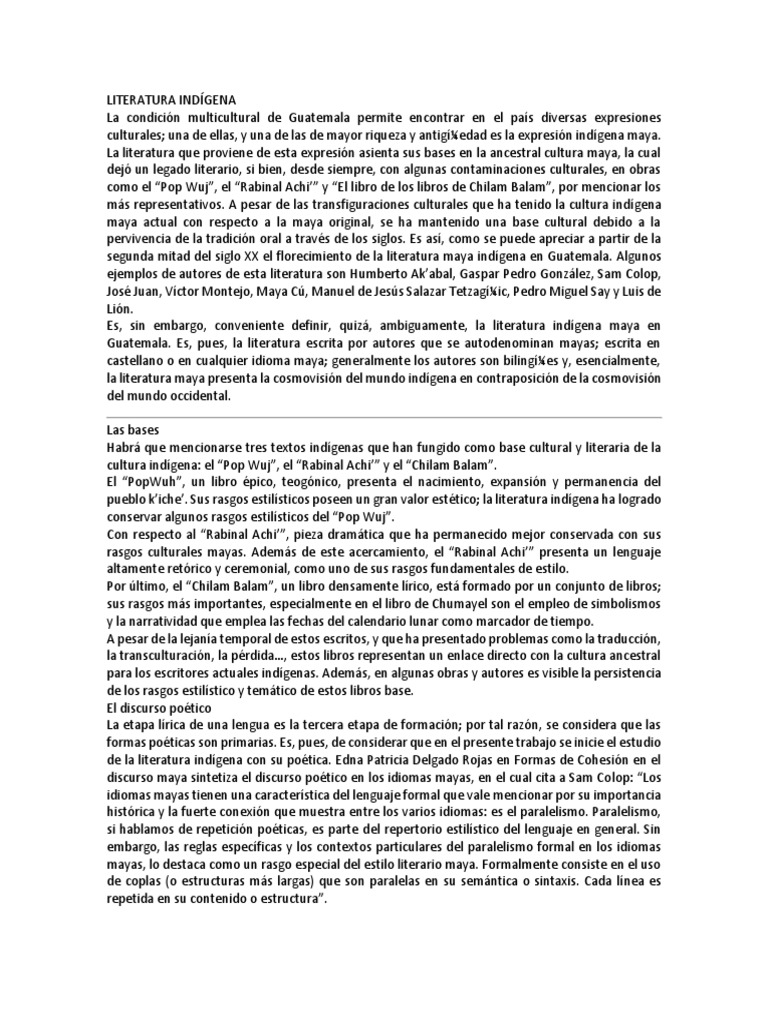 Literatura Indígena Maya en Guatemala | PDF | Gente indígena | Poesía