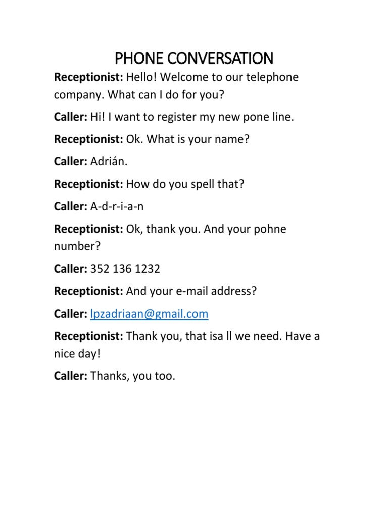 Phone Conversation (Exam) | PDF