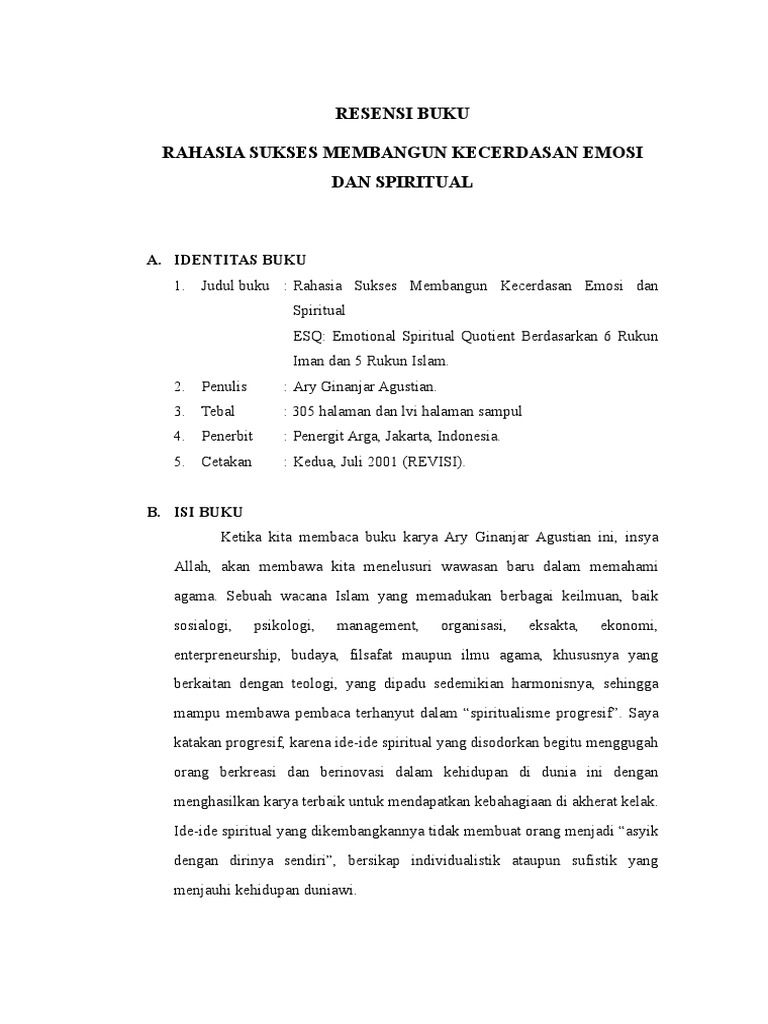 Resensi Buku Esq Ary Ginanjar Agustian | PDF