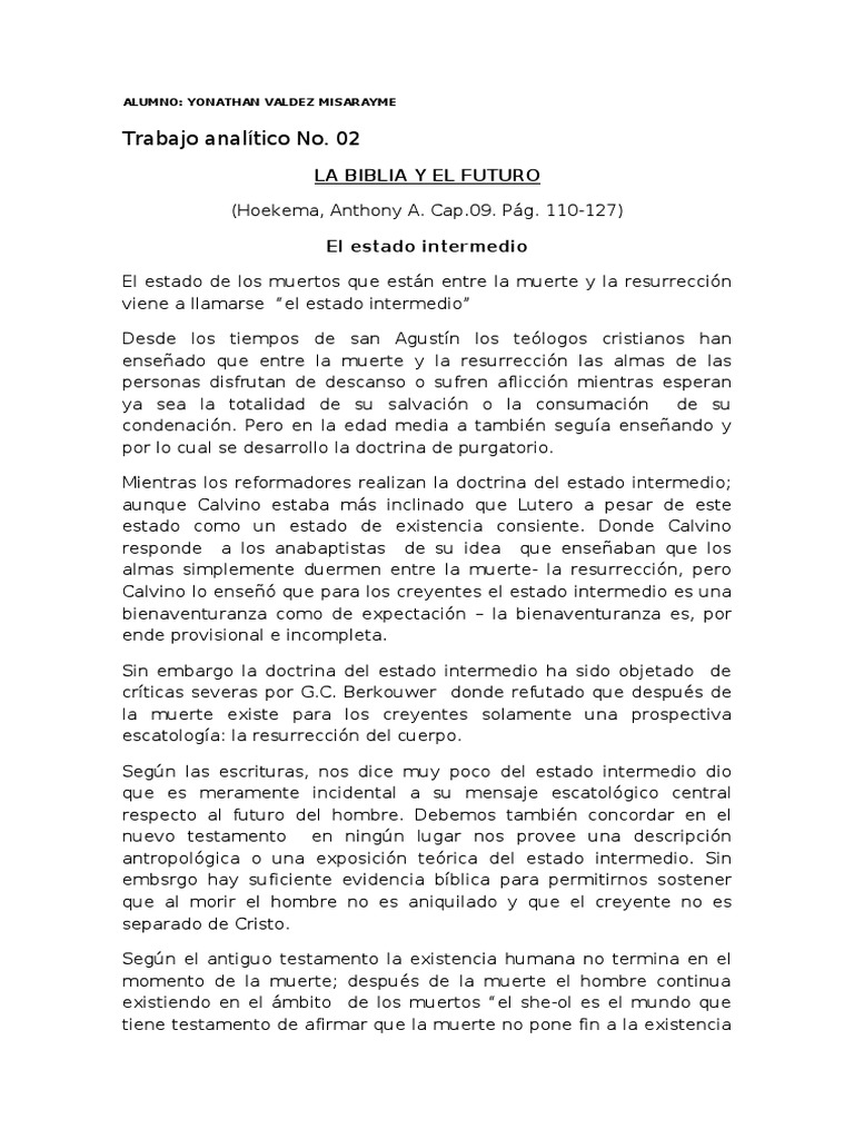 El Estado Intermedio según la Biblia | PDF | Resurrección | Alma