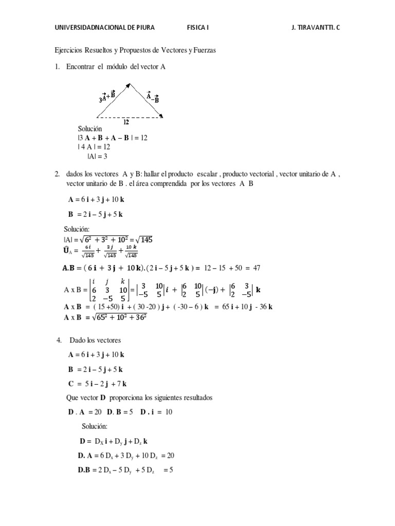 Ejercicios de Vectores y Fuerzas D PDF | PDF | Vector Euclidiano | Álgebra abstracta